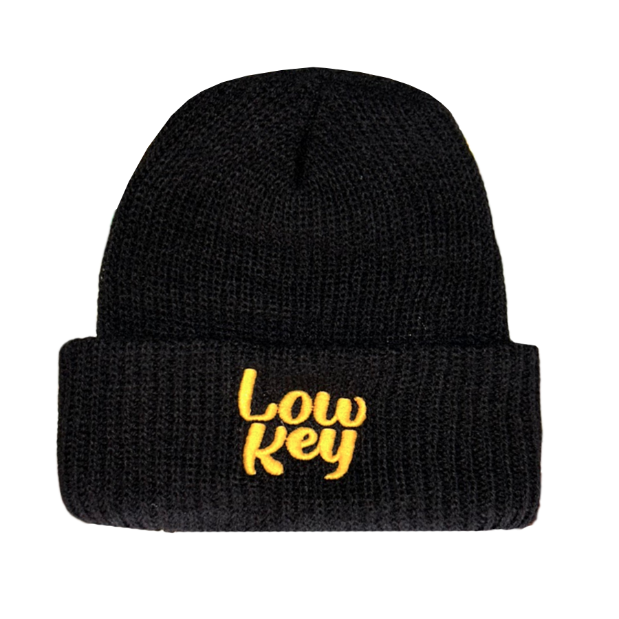 Low Key Stacked Logo - Black Beanie – Low Key Skate Shop