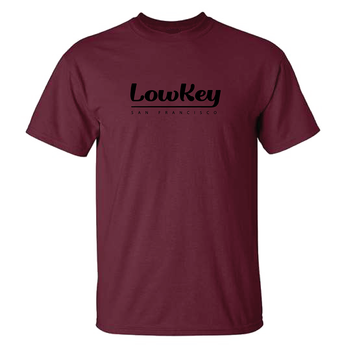 Low Key San Francisco Logo - Burgandy T-shirt – Low Key Skate Shop